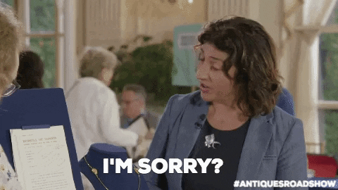 Disbelief I'M Sorry GIF by ANTIQUES ROADSHOW | PBS - Find & Share on GIPHY