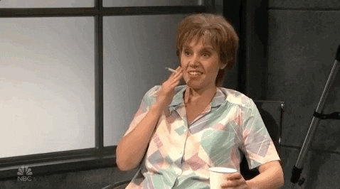 Kate Mckinnon Smoking GIF by Saturday Night Live - Find & Share on GIPHY