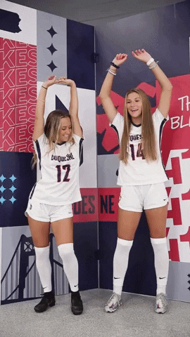 Soccer Hip Bump GIF by GoDuquesne - Find & Share on GIPHY