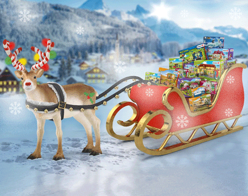 Santa Sleigh And Reindeer Gif