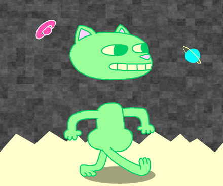 animation, cat, space, weird, alien, spin, walk – GIF
