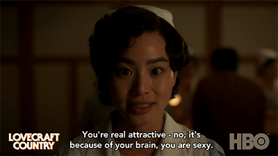 Jamie Chung Flirting GIF by Lovecraft Country - Find & Share on GIPHY