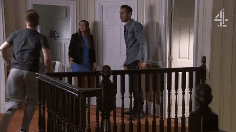 Toilet Running GIF by Hollyoaks - Find & Share on GIPHY