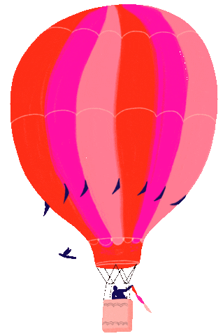 Hot Air Balloon Holiday Sticker by Geo.ellen for iOS & Android | GIPHY