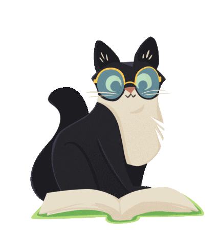 Cat Reading Book Gif