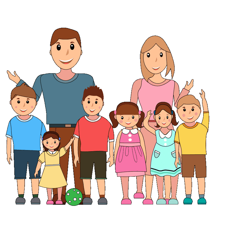 Animated Family Of 5 Clipart