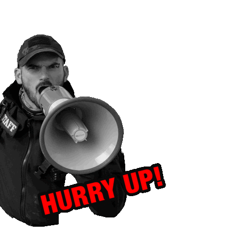 Hurry Up Sticker by Italian Blade Events for iOS & Android | GIPHY