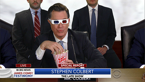Stephen Colbert Eating Popcorn